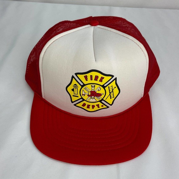Hat | Accessories | Vintage Fire Department Mesh Snapback Rope Hat Red ...